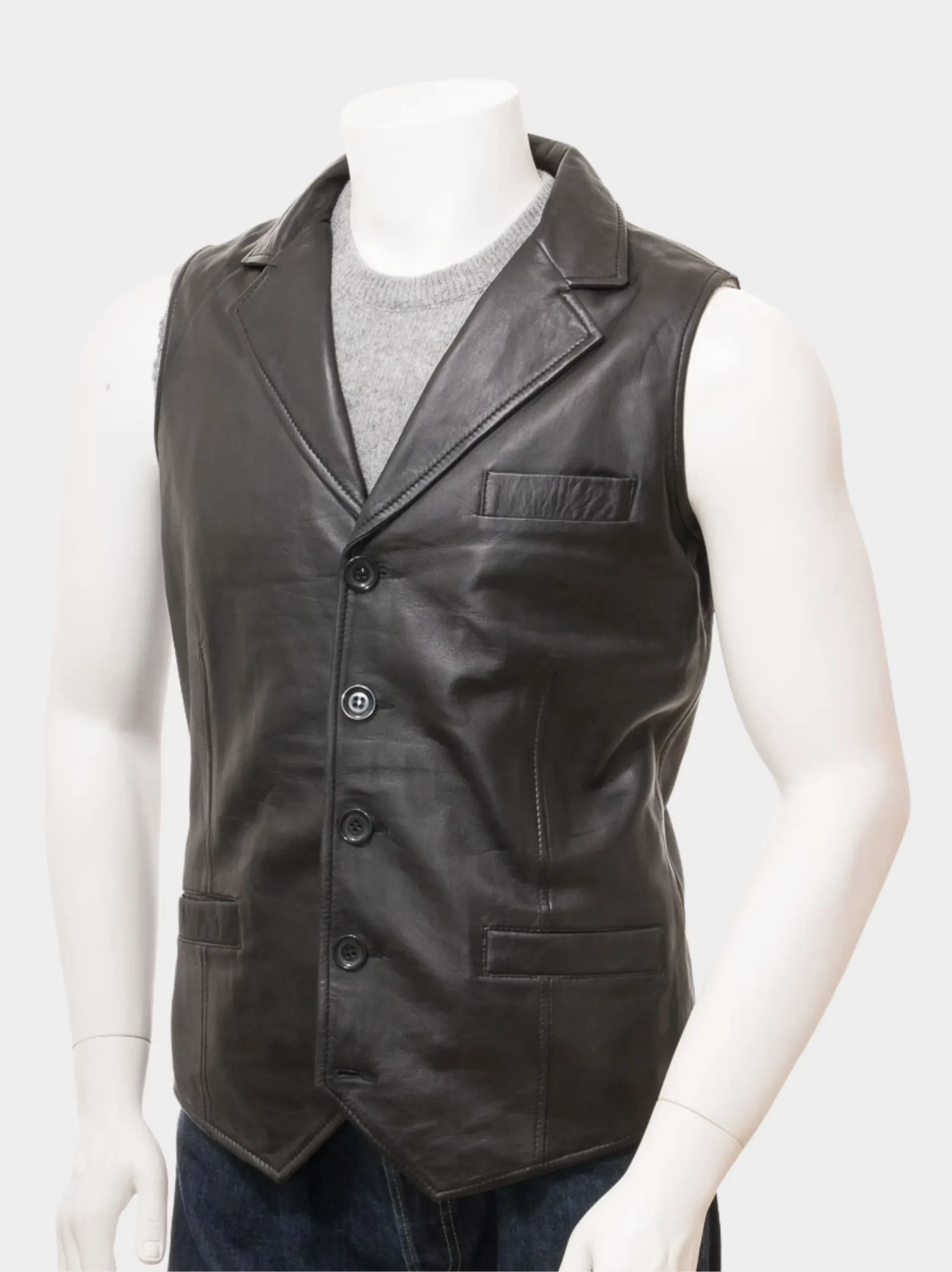 Cowhide Leather Vest - Leather Moto